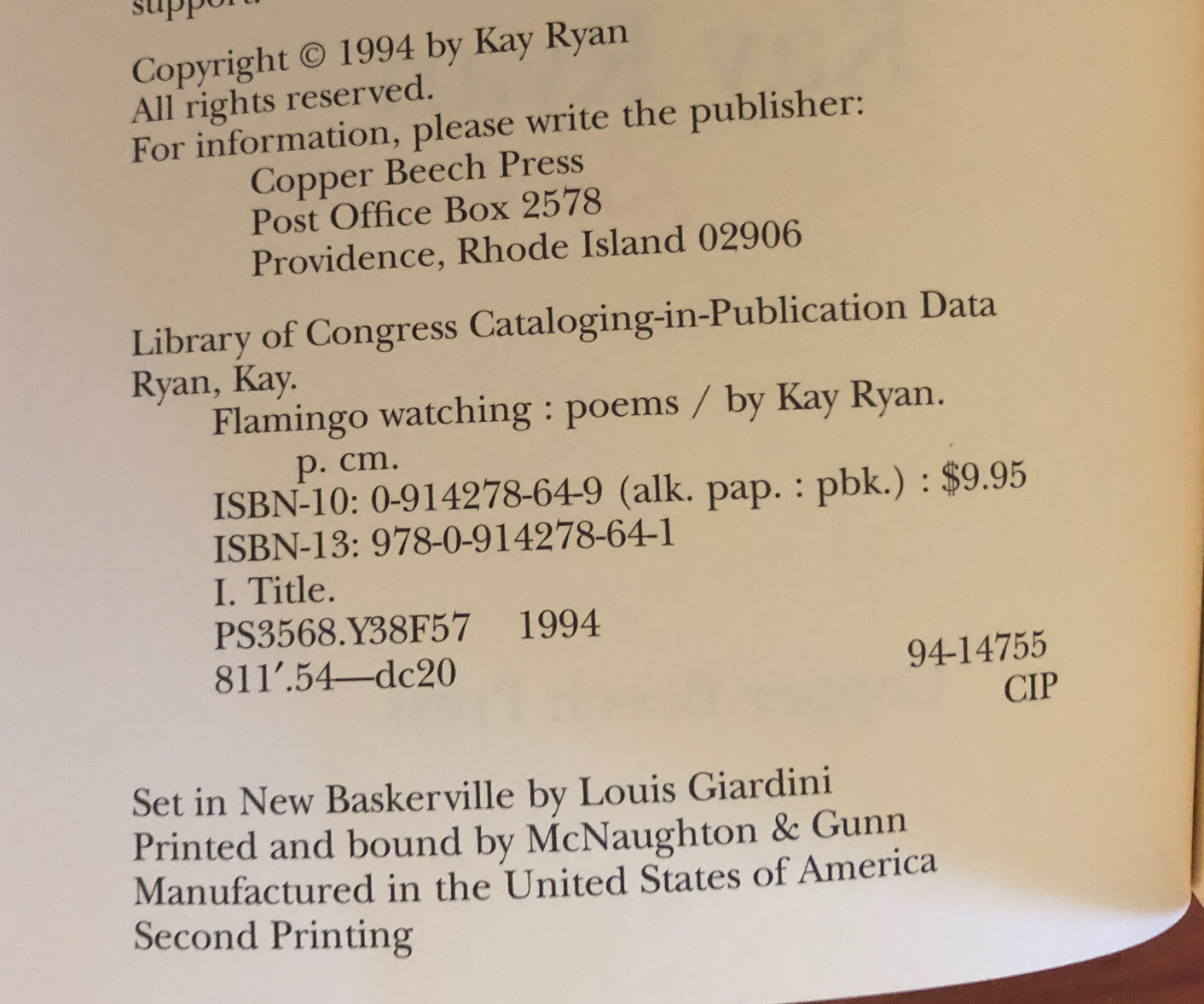 Flamingo Watching: Poems by Kay Ryan, 16th US Poet Laureate, PB 1994 ...