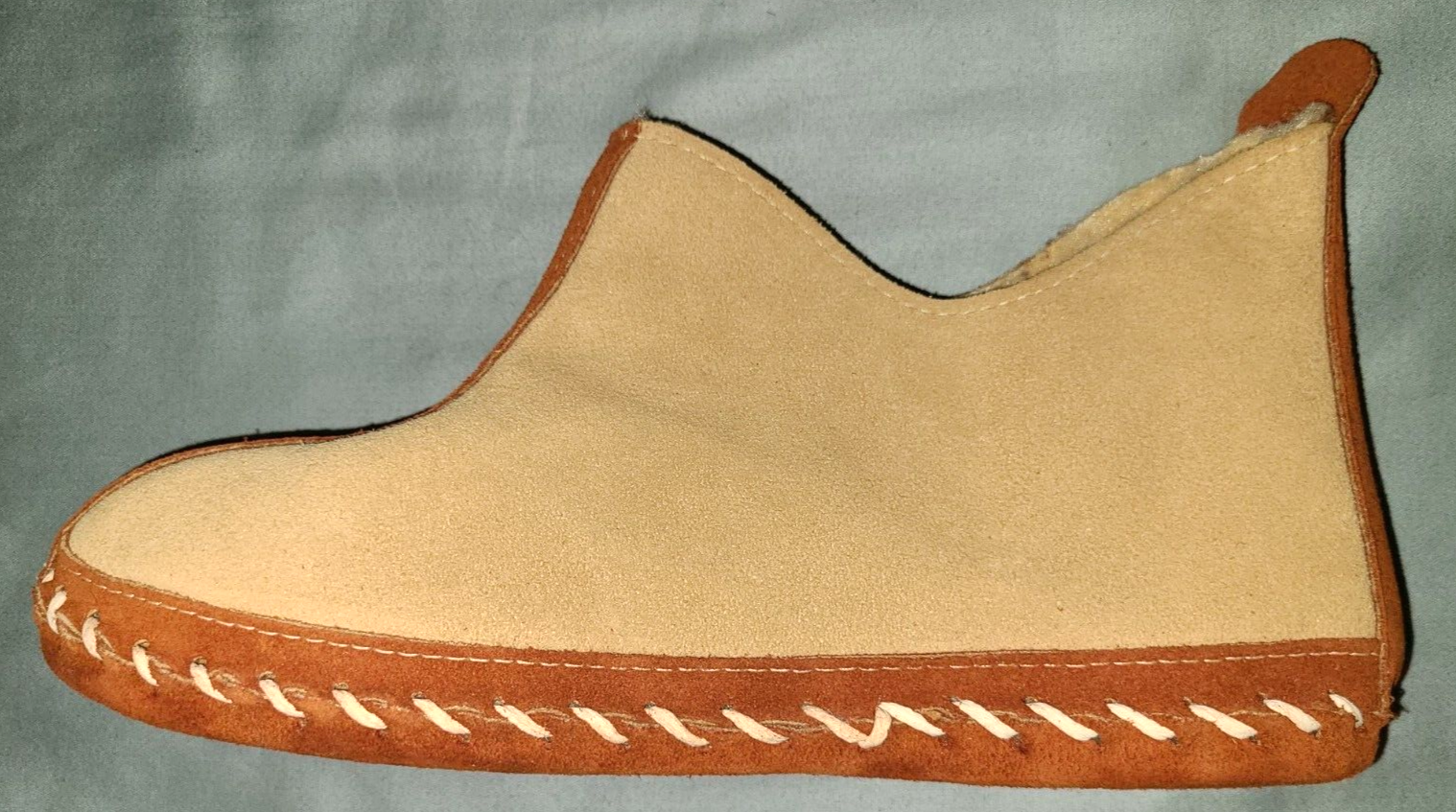 NOS Sioux Mox beige suede & shearling moc booties / slippers, ladies ...