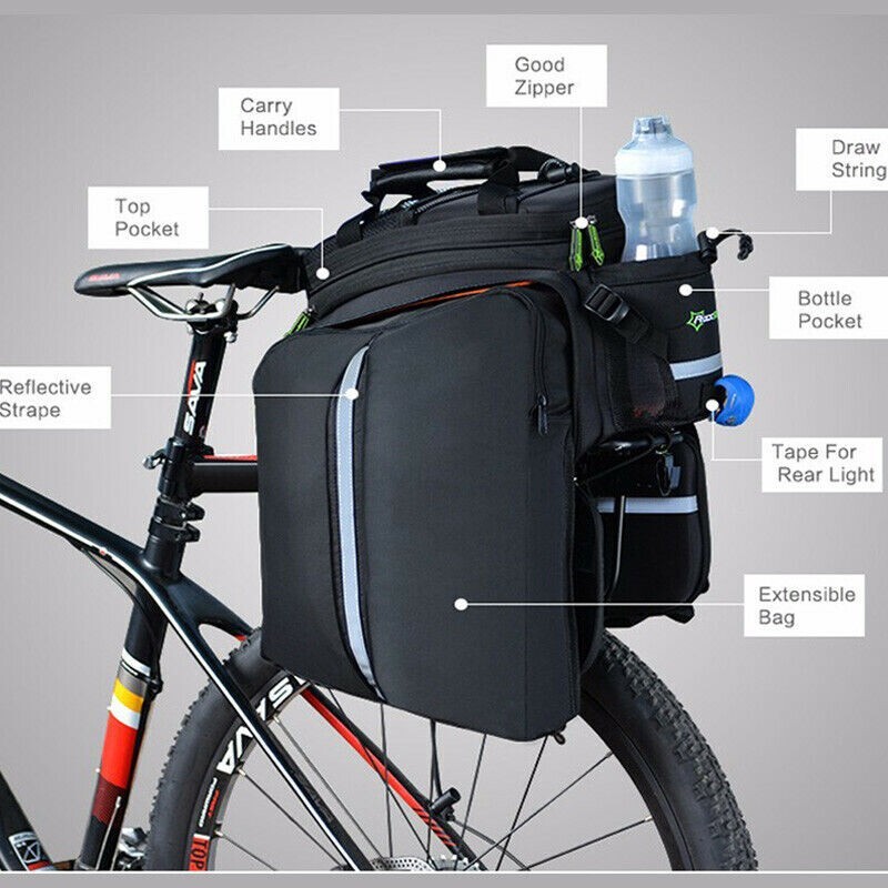 ROCKBROS Bicycle Carrier Bag Trunk Bag 13L-25L Bike Rear Rack Bag Cargo ...