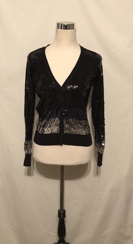Moda International Black Ombre Sequin V-neck Cardigan | eBay