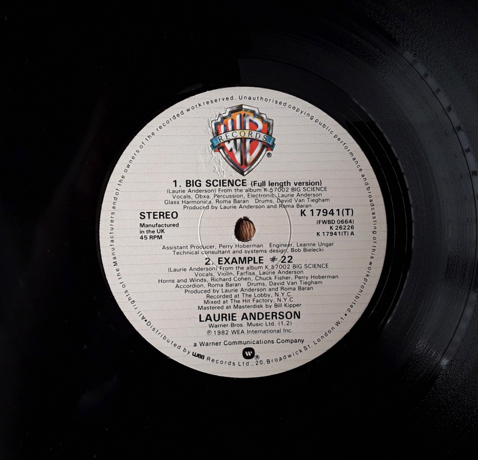 LAURIE ANDERSON Big Science 12" (1982 K17941T) Rare UK Original 3 Track ...