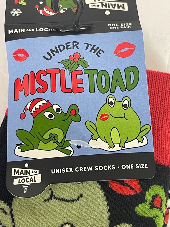 Main And Local Under The Mistletoad Unisex Crew Socks One Size | eBay