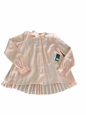 NWT Guess Long Sleeve Kelley Top Peach Color Sz M Bottom Down / Pleated ...
