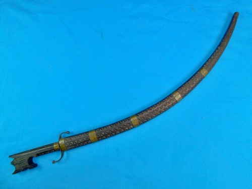 Antique Vintage Old North African Africa Nimcha Curved Sword & Scabbard ...