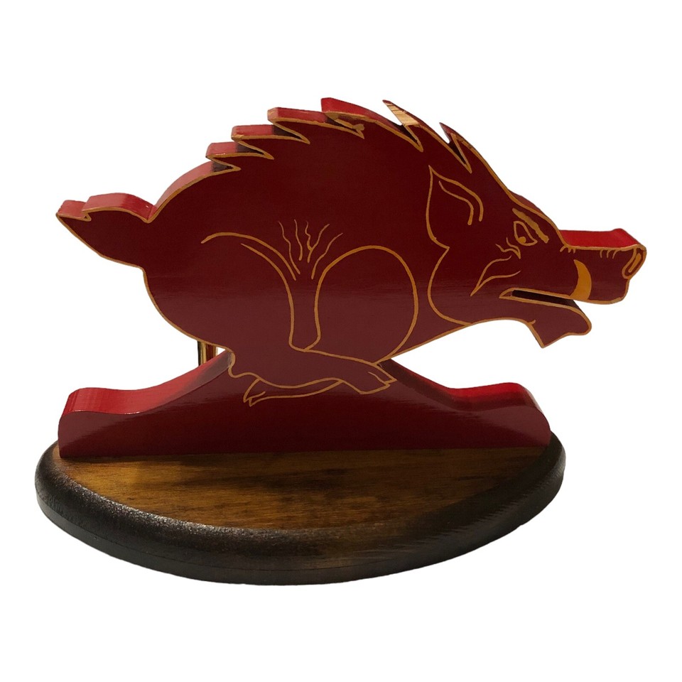 Vintage Arkansas Razorbacks Pen Desk Holder Stand Wooden Blank ...