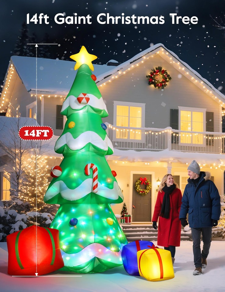 14FT Christmas Tree Inflatable Outdoor Decoration, Giant Christmas ...