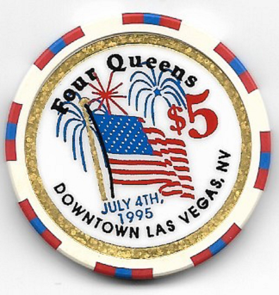 Four Queens Hotel $5.00 Casino Chip 4th Of July American Flag 1995 Las ...