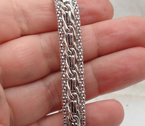 8" Popcorn Chain Bordered Sedusa Spiga Wheat Bracelet Real 925 Sterling ...