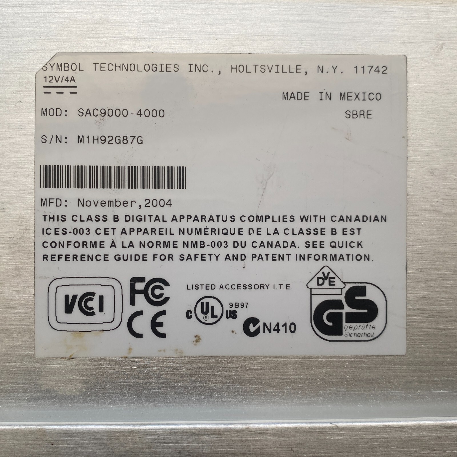 Motorola Symbol Zebra SAC9000-4000 4-Slot Battery Charger + power ...