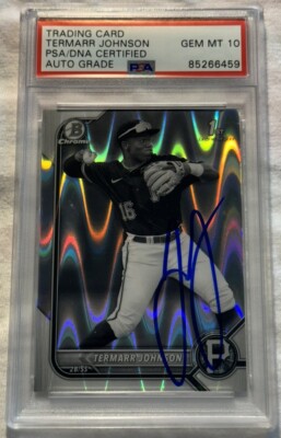 2022 1st Bowman Chrome Termarr Johnson Signed Raywave Refractor PSA 10 ...