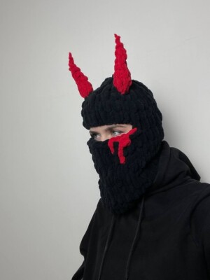 Handmade Knitted Balaclava Devil Style | eBay