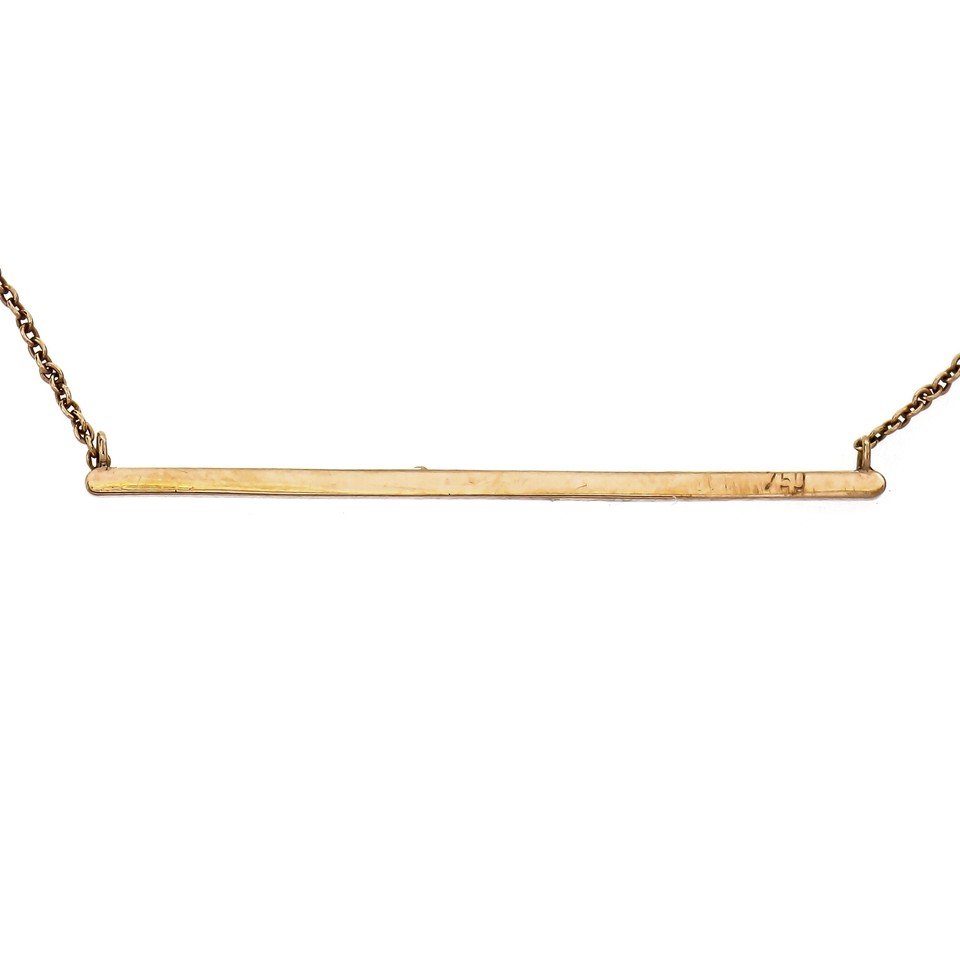 Pink Gold Diamond Bar Necklace 18k Full Cut Diamonds | eBay