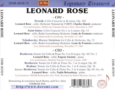 LEONARD ROSE DVORÁK, SAINT-SAËNS: CELLO CONCERTOS; TCHAIKOVSKY: ROCOCO ...
