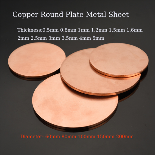 Solid Pure Copper Discs Blanks Round Plate Metal Sheets Thick 0.5-5mm ...