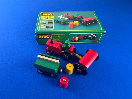 BRIO TRACTOR & EQUIPMENT #33529 (1991) Brio Wooden Railway New in Box ...