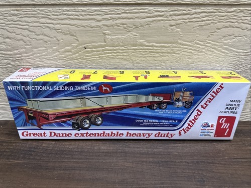 AMT Heavy Duty Flatbed Trailer 1/25 1111 Plastic Model Kit Truck Big ...