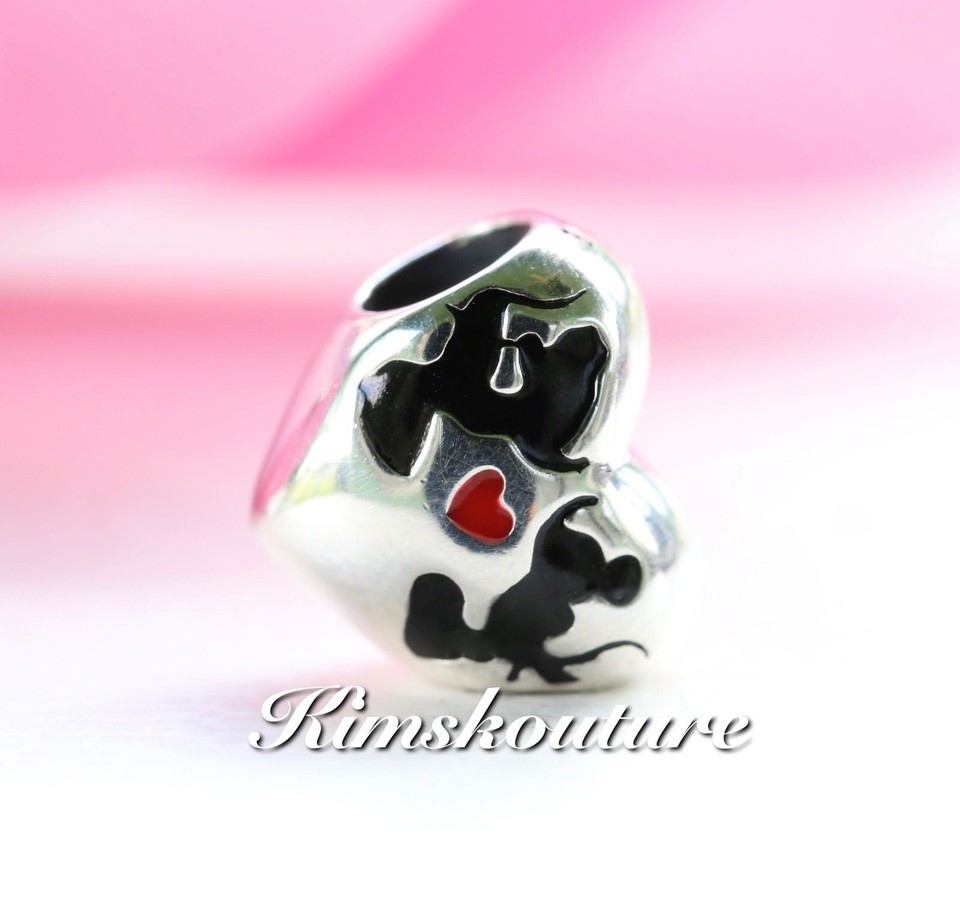 Authentic PANDORA Disney Minnie and Mickey Kiss Charm 791443ENMX | eBay