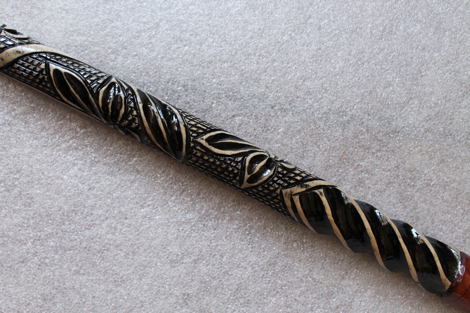 MAD DOG Gorgeous Hand Carved Wooden Linden WALKING STICK Cane Folk Art ...