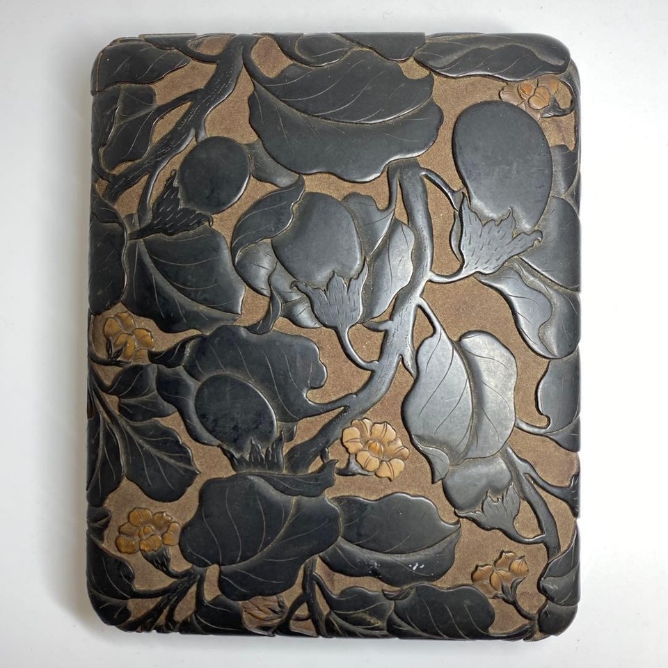 Antique Black Inkstone Box 22.5x18.5x4.5cm with patina and edge wear ...