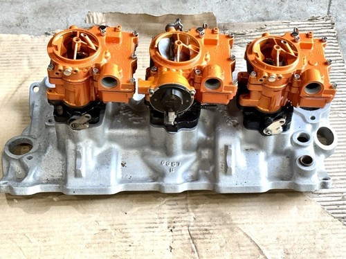 Tri-Power 3 X 2 Rochester #2G Carbs Edelbrock C357 intake manifold | eBay