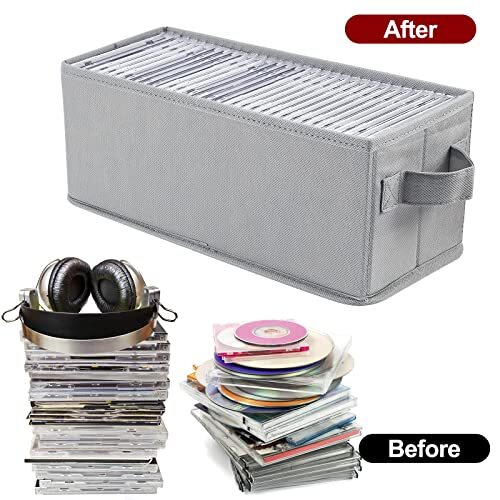 2 Pack CD Storage Box CD Case Container w/ Lids Holds 30 CDs in Full ...