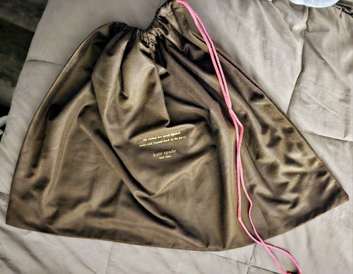 Kate Spade NY Brown Gold Purse Dust Bag Cover Pink Drawstring Closure ...