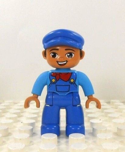 Lego Duplo Figure Train Engineer blue cap red bandana blue overalls | eBay