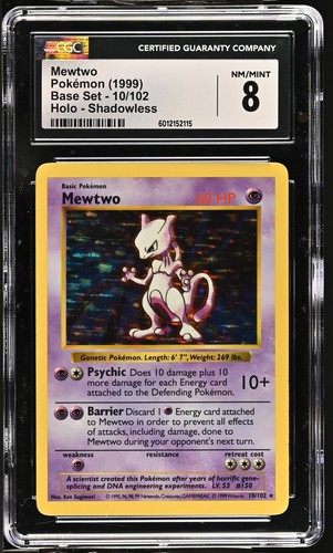 CGC 8 Mewtwo 1999 Base Set 10/102 Holo Shadowless Pokemon Card psa | eBay