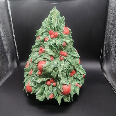 VTG Atlantic Mold Hand Painted Ceramic Holly Berry Christmas Tree ...