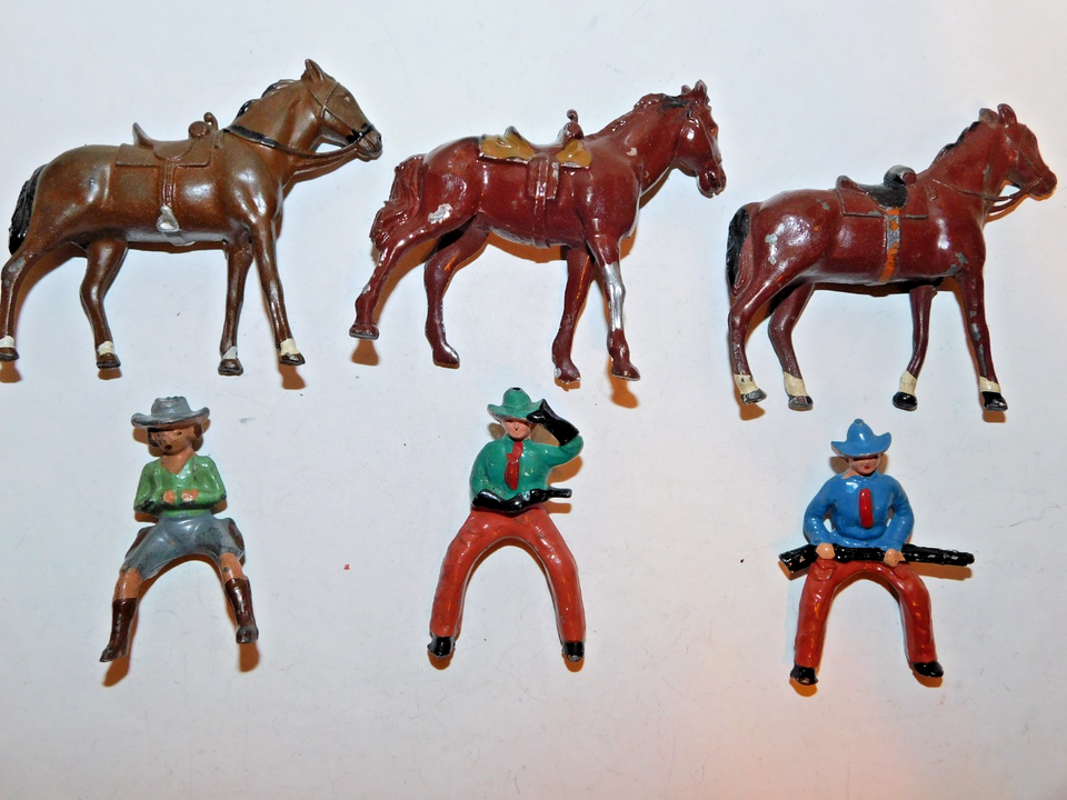 Old BENBROS & CHARBENS England 1950s Lead, 2 Mounted Cowboys with Annie ...