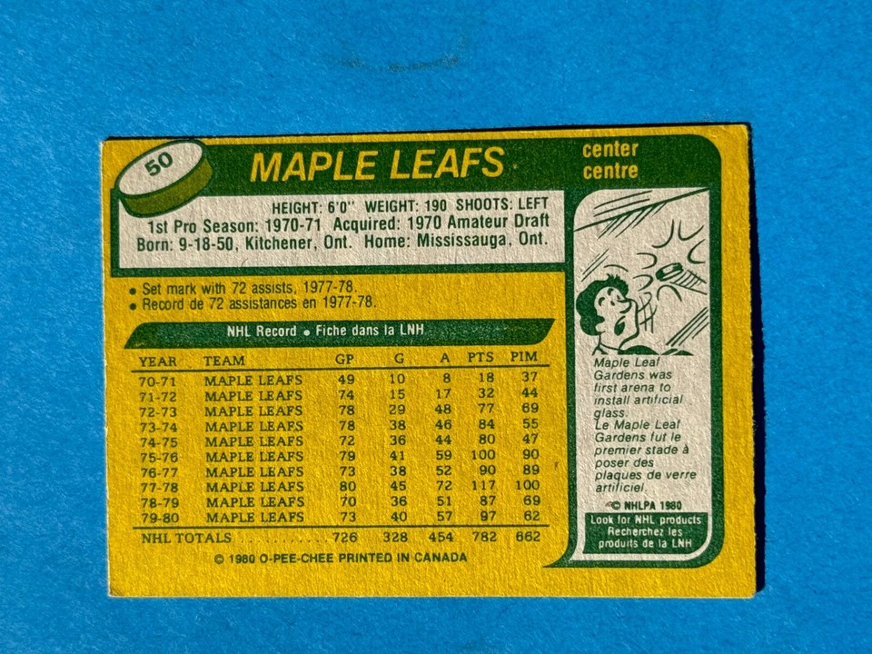 1980-81 O-PEE-CHEE #50 DARRYL SITTLER MAPLE LEAFS HOFer EX | eBay