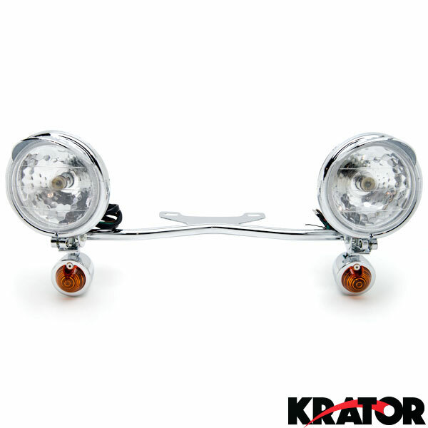 Chrome Motorcycle Driving Passing Spotlight Light Bar & Turn Signals ...