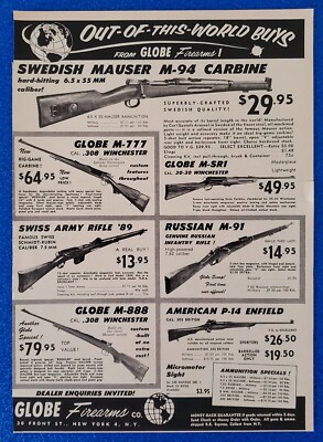 1960 GLOBE FIREARMS CO. - GUN AND RIFLE DISTRIBUTOR NEW YORK - ORIGINAL ...