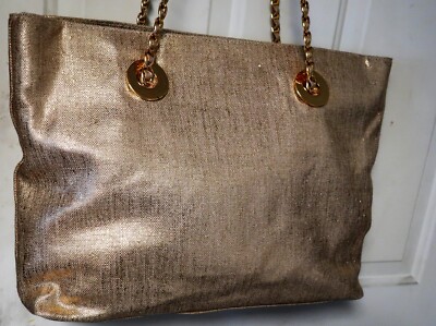 Vintage LJS Collection Woven Weaved Metallic Gold Bronze Crossbody Bag ...