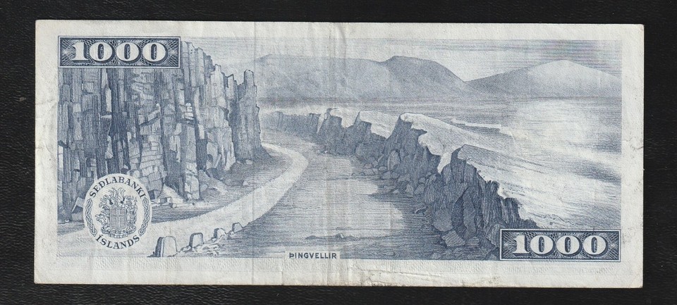 Iceland, 1000 Kronur, 1961, P-46, Banknote, Jon Sigurdson, Serie-EA38 ...