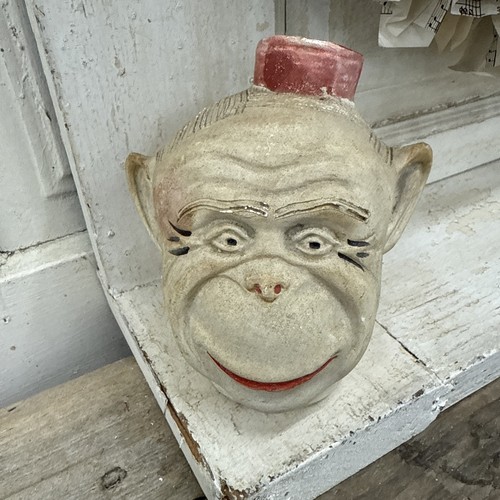 VINTAGE~MONKEY CHIA/GRASS HEAD PLANTER CLAY? PLANTER | eBay