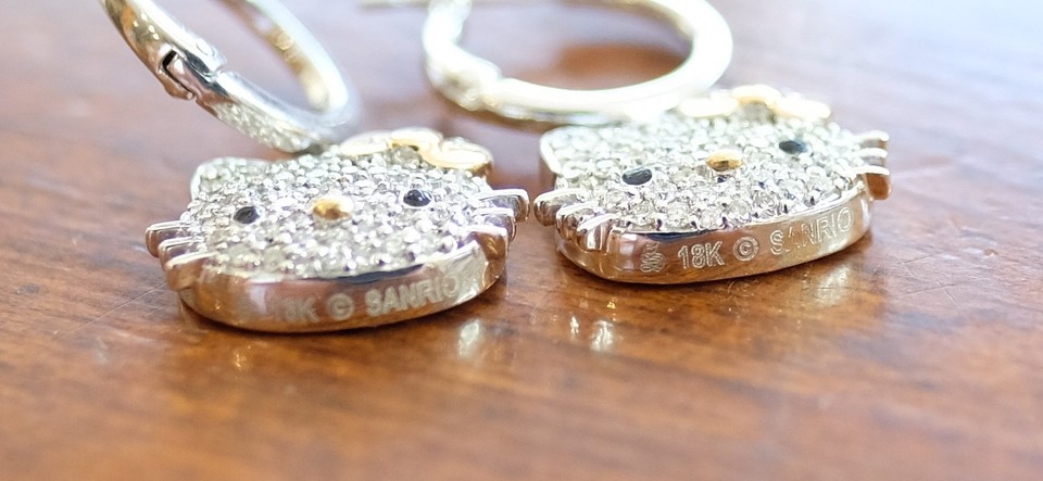 Kimora Lee Simmons 18k Gold & Diamond Hello Kitty Earrings Sanrio | eBay