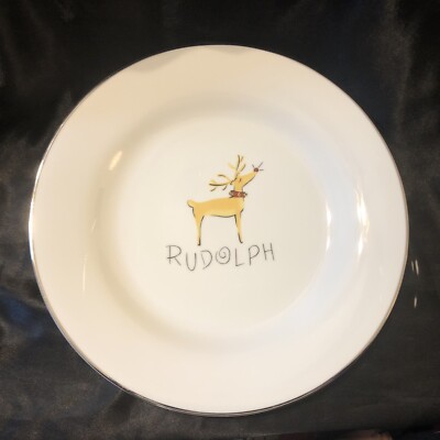 Rudolph Reindeer Pottery Barn Chop Plate Lg Round Platter Holiday ...
