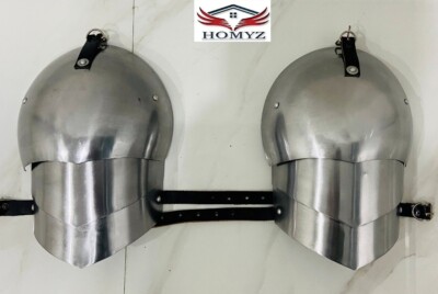 Medieval Steel Pauldron Shoulder Silver Polish Armour Halloween Costume ...