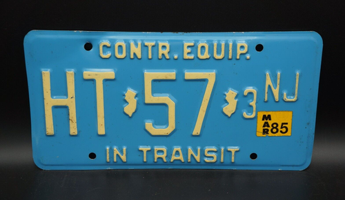 1985 New Jersey CONSTRUCTION EQUIPMENT License Plate - IN TRANSIT | eBay