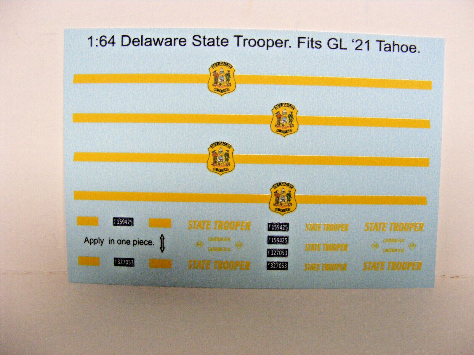 Delaware State Trooper 1:64 Water Slide Decal set Fits GL 2021 Tahoe | eBay