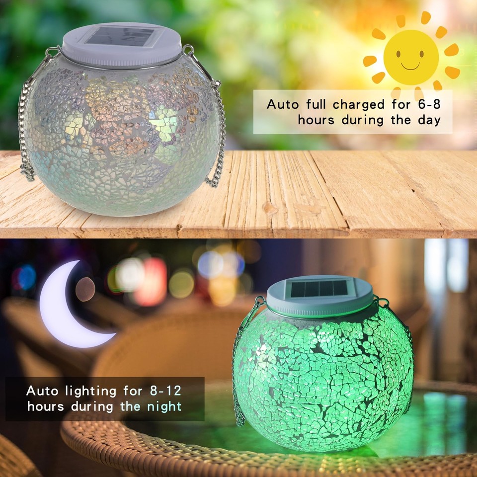 Outdoor Hanging Lanterns - Solar Glass Ball Garden Lights, Decorative ...