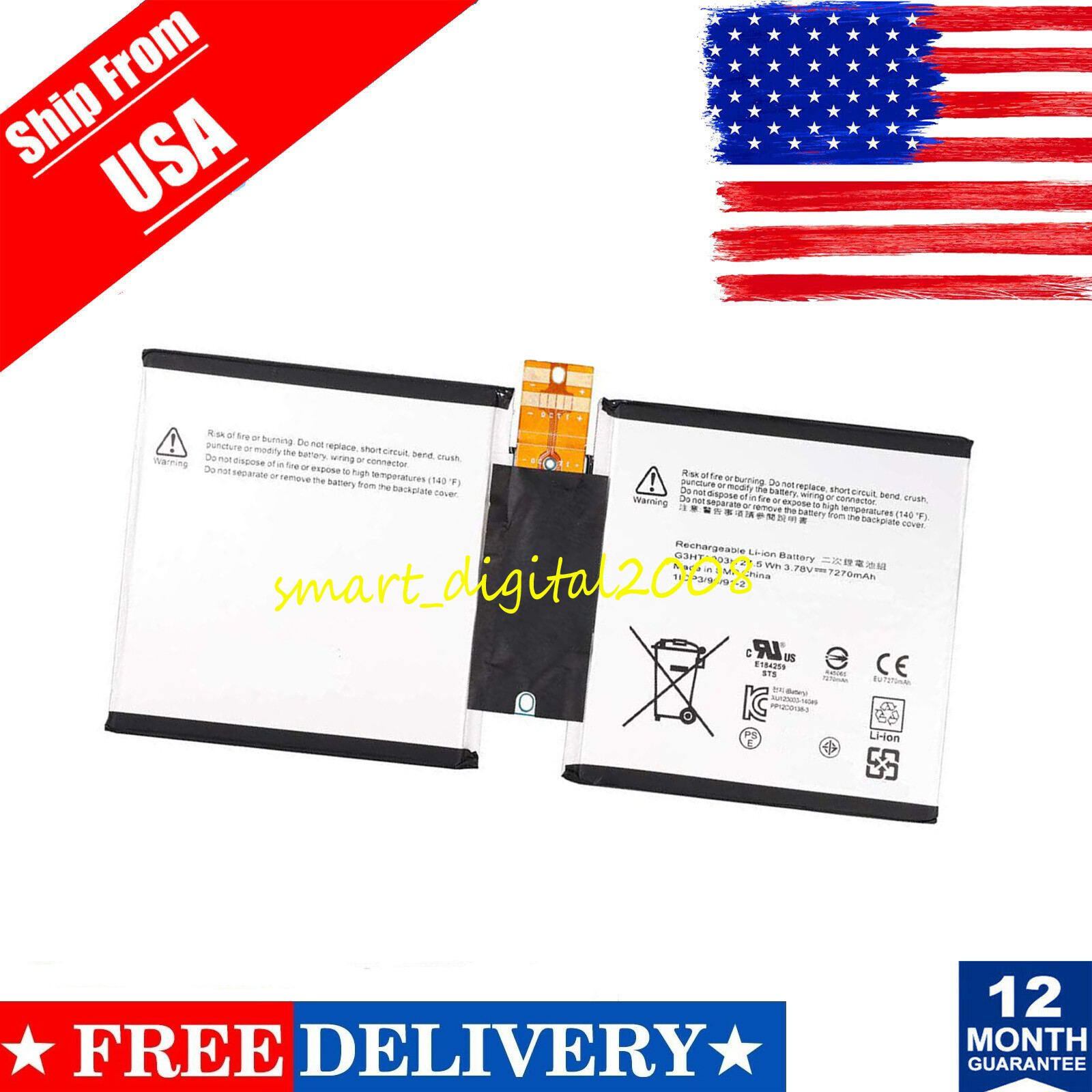 G3HTA003H G3HTA004H G3HTA007H Battery for Microsoft Surface 3 1645 1657 ...