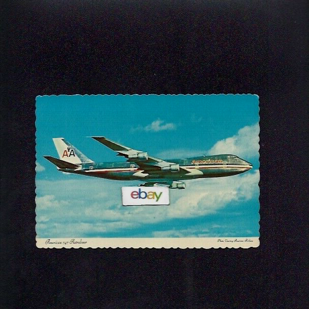AMERICAN AIRLINES 1970 BOEING 747-100 JUMBO JET POSTCARD | eBay