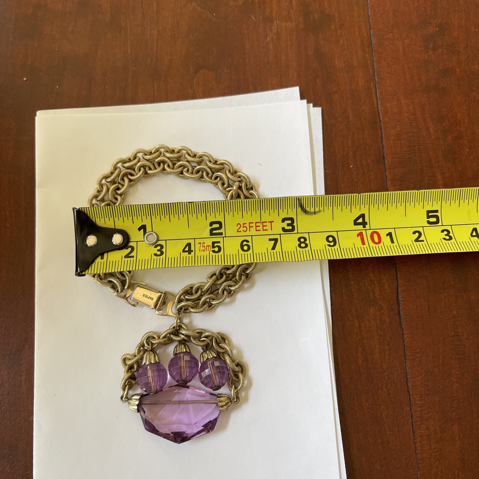 Vintage 1950’s Napier Purple Glass Faceted Bead Brac… - Gem