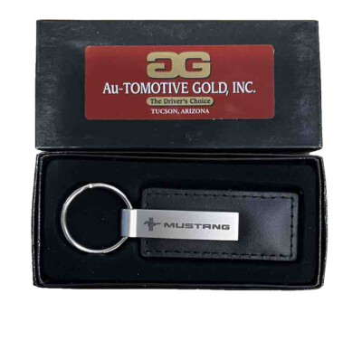 FORD Mustang BLACK Leather & Metal Keychain NEW IN BOX | eBay
