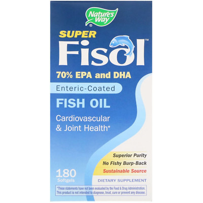 Nature's Way, Super Fisol, Fish Oil, Enteric Coated, 180 Softgels | eBay