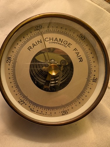 Vintage Brass Weather Flanged Wall Barometer by Taylor, Rochester, NY ...
