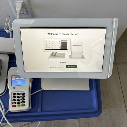 CLOVER STATION 1.0 C100 POS & P100 Printer & Card Swiper Tested Working ...