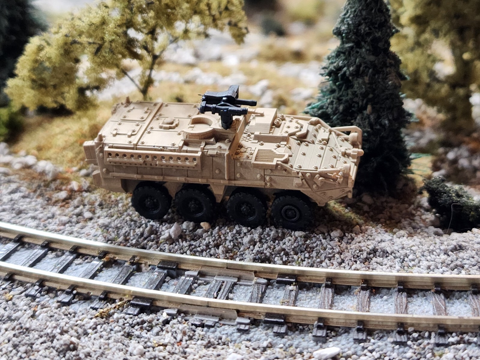 N Scale 1:160 M1126 ICV US Army Desert Camo - Mk 19 grenade launcher ...